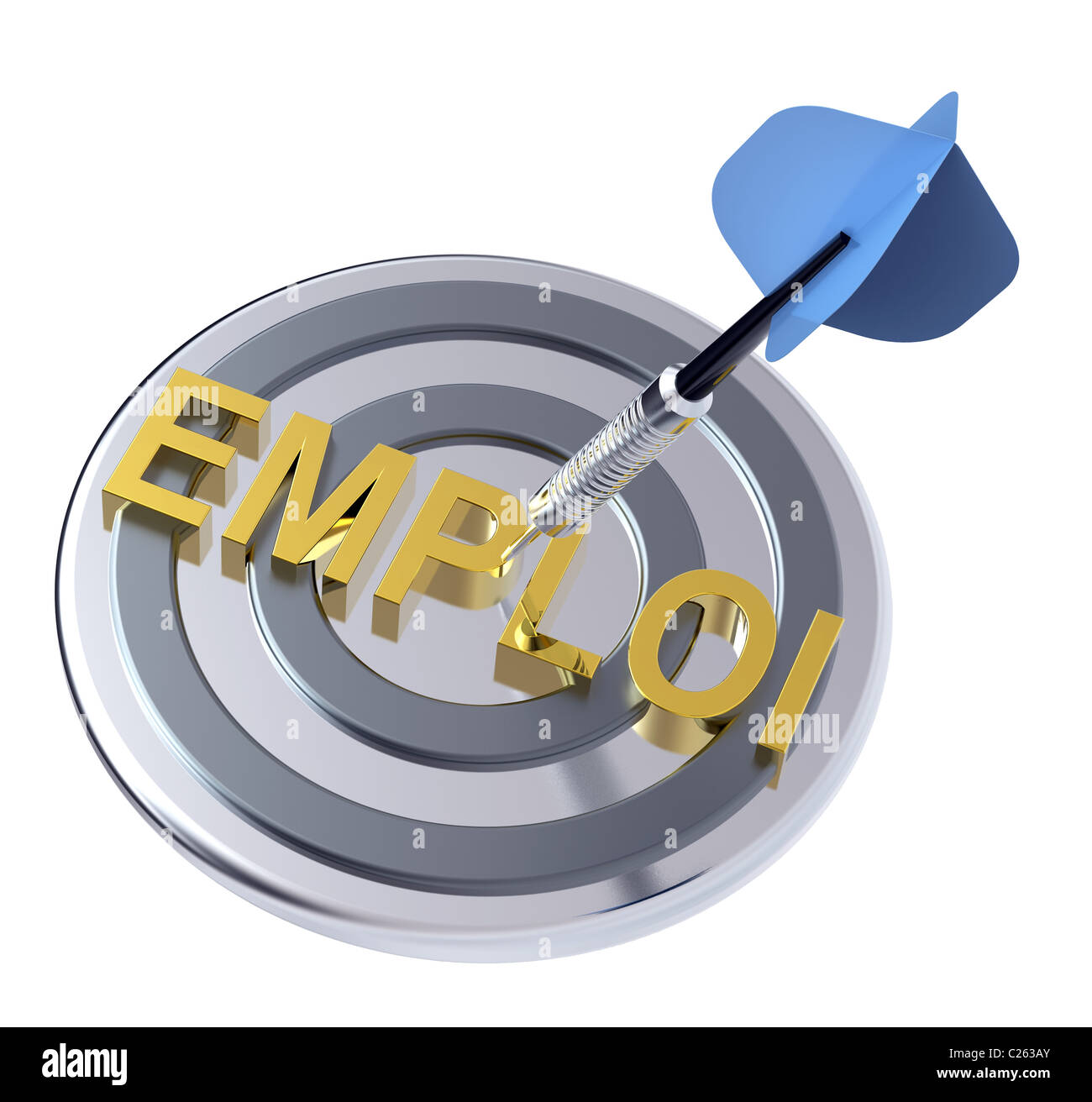Blue dart on a target with gold text on it. Concept for job recruitment ...