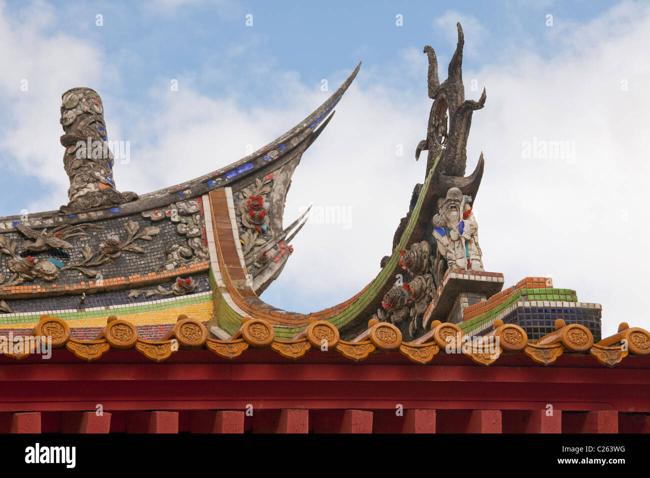 Detail of roof of Koshi-Byo (Confucian Shrine) with Chinese old man ...