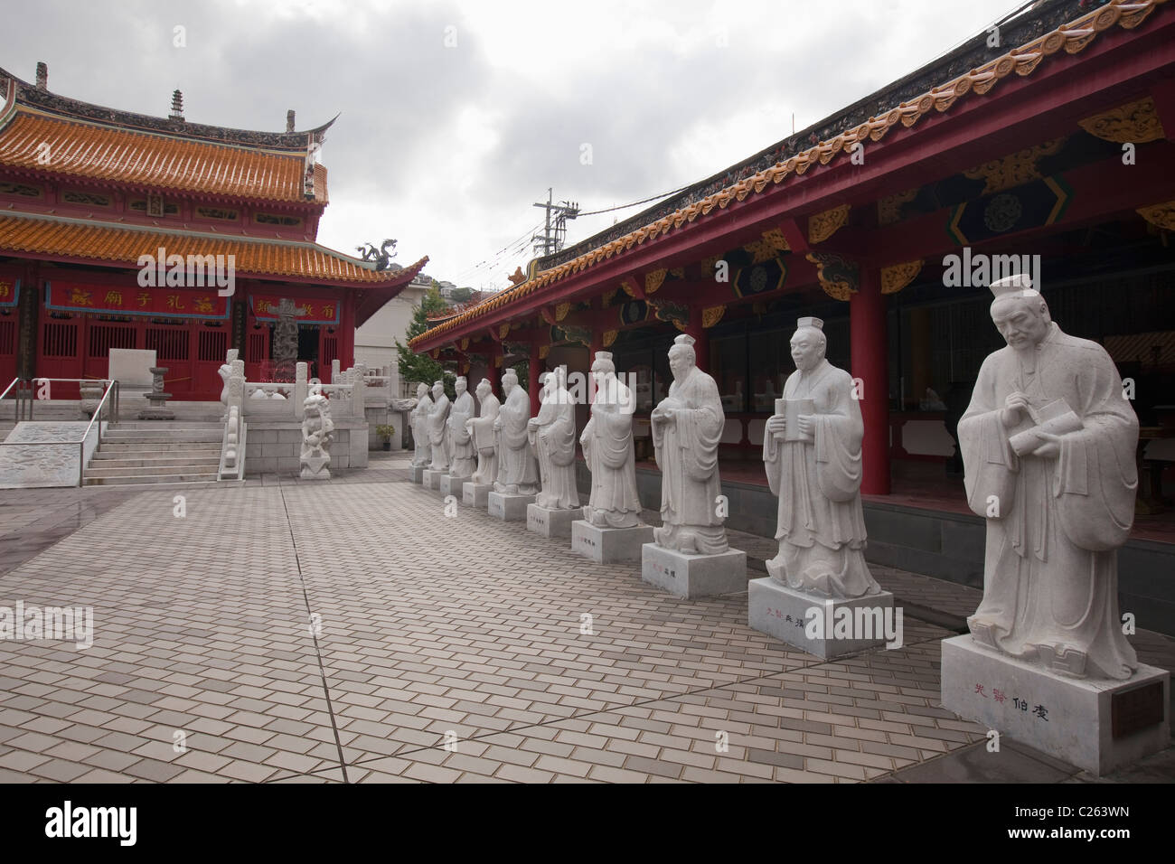 Marble statues of Chinese philosophers at Koshi-Byo (Confucian Shrine ...