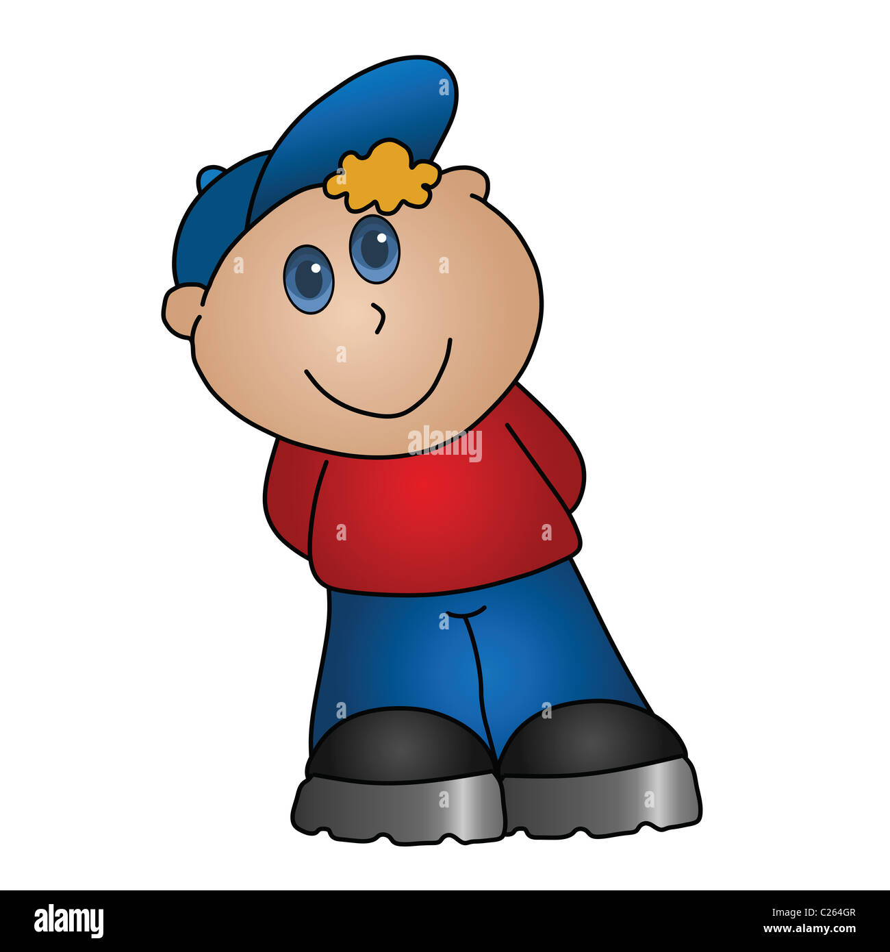 Smiling cartoon boy isolated on white background with copy space Stock ...