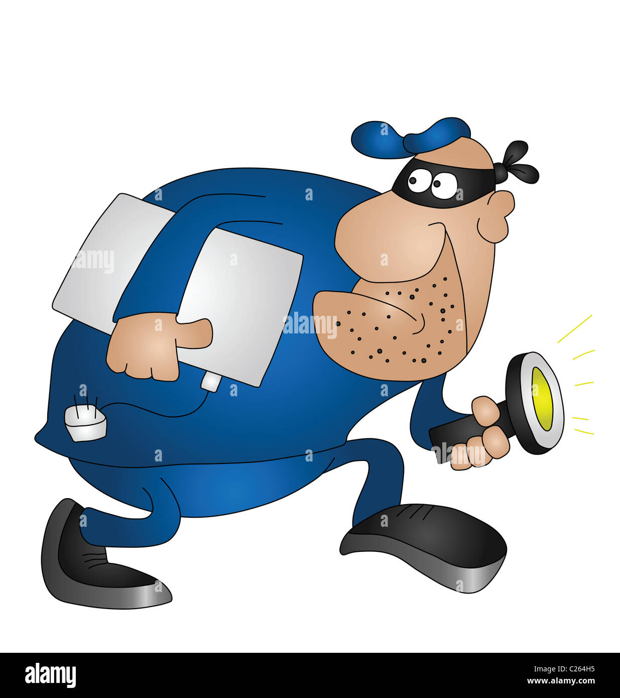 Cartoon burglar isolated on white background with copy space Stock ...