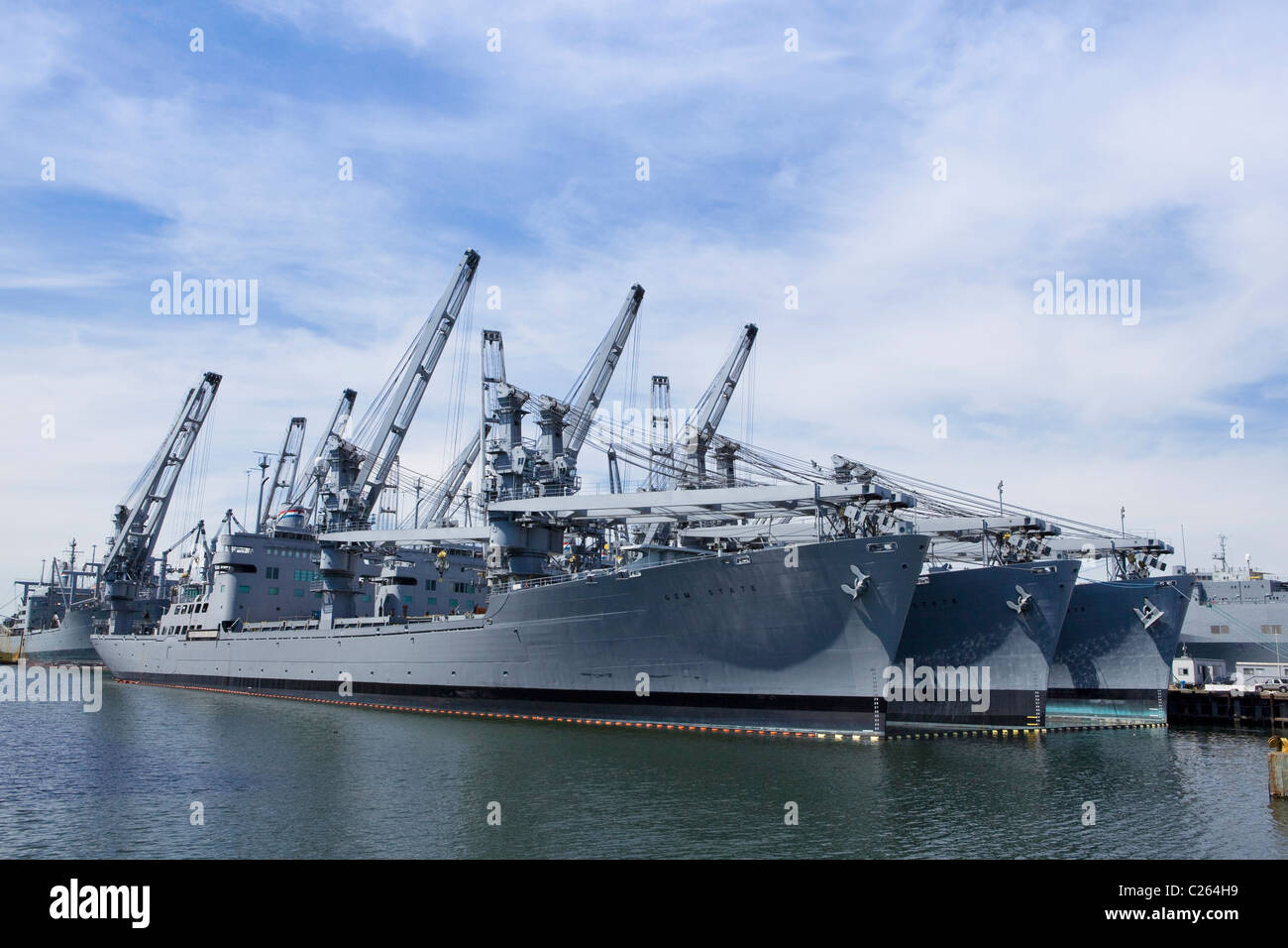 US Navy Keystone State Class Auxiliary Crane Ships docked in port ...