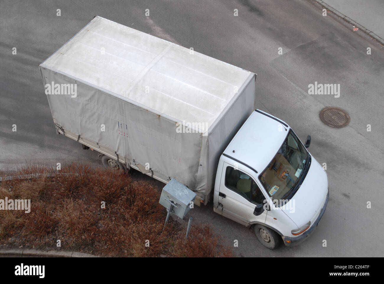 White van seen from above Stock Photo - Alamy