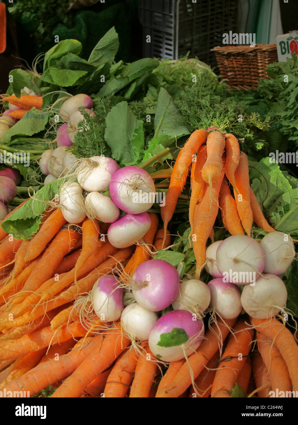 Paris, France, Close up, Organic Shopping, Food, Vegetables on display ...