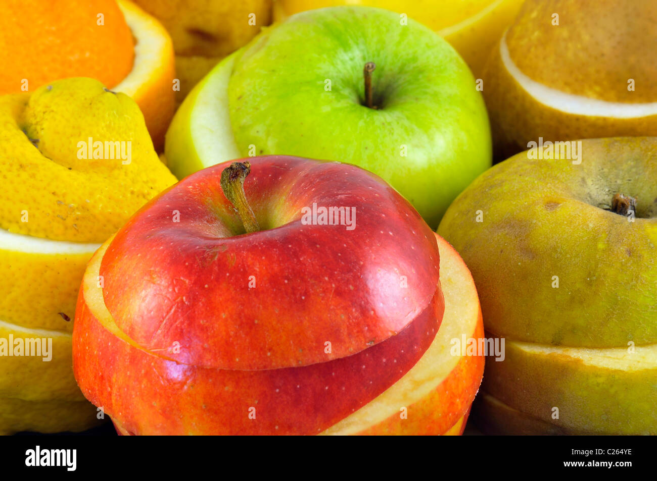 Several fruit slices in close up Stock Photo - Alamy