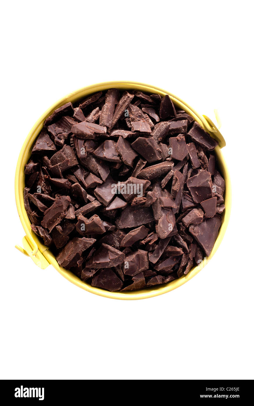 yellow bucket filled with chocolate ,cutout Stock Photo - Alamy