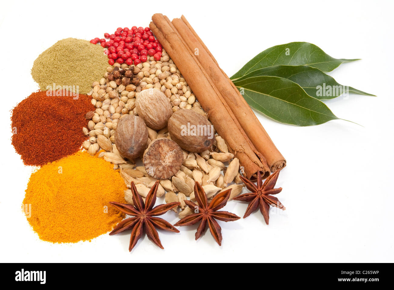 Various exotic spices isolated on white background Stock Photo - Alamy