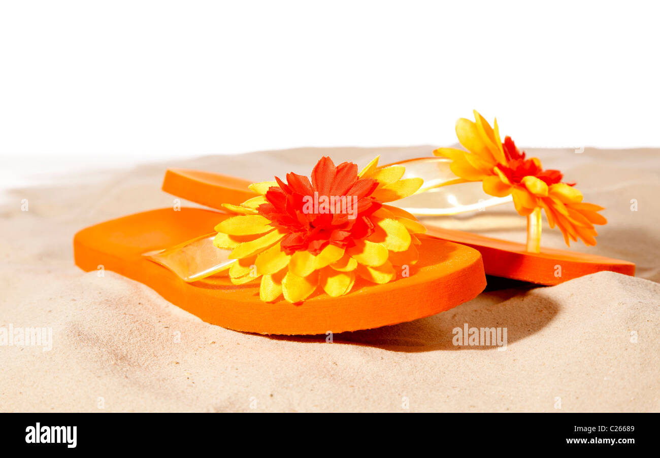 orange flip-flops isolated on a white background Stock Photo - Alamy