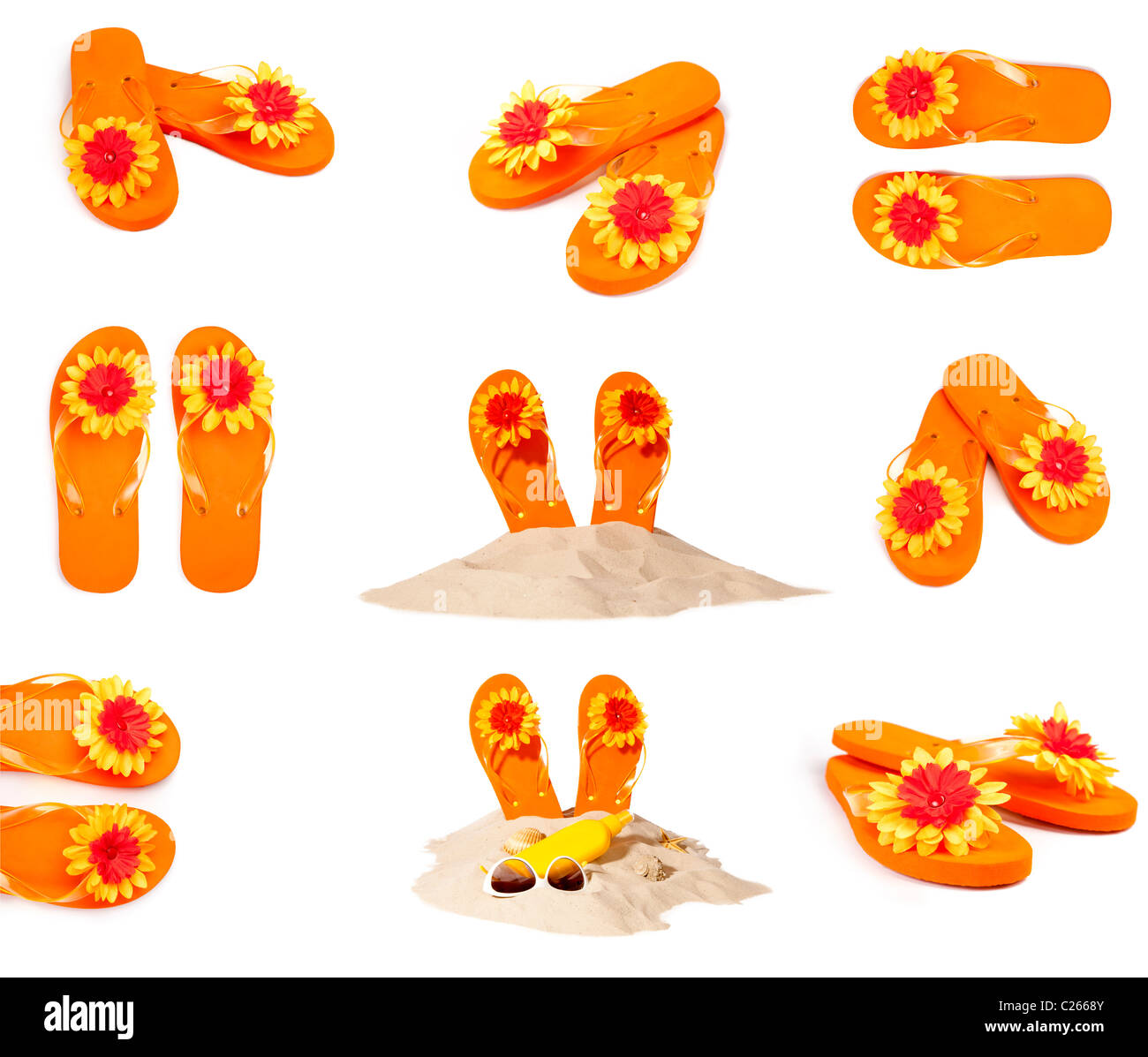 orange flip-flops isolated on a white background Stock Photo - Alamy