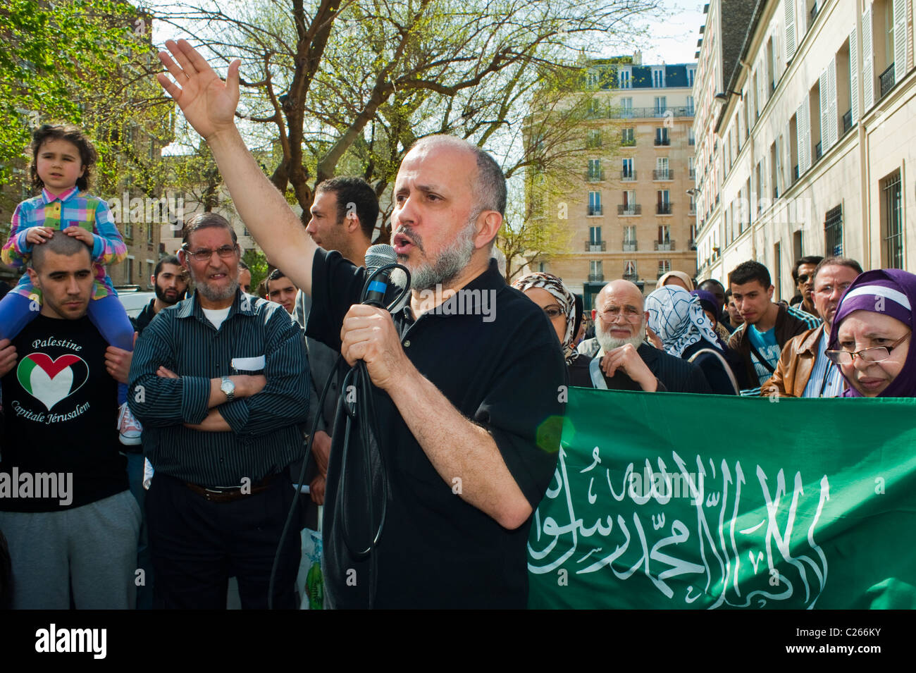 Paris, France, Muslims protests Against Islamophobia, Man Making Public ...