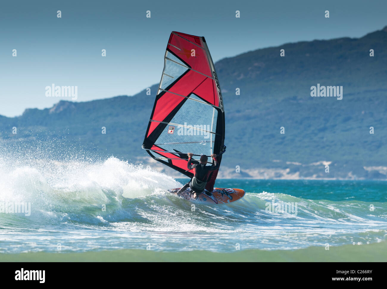 windsurfer surfing a wave Stock Photo - Alamy