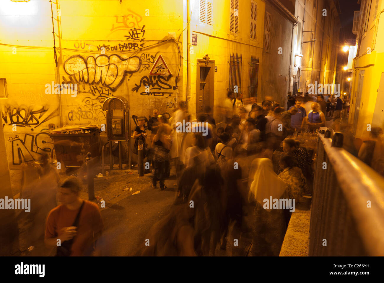Street life in Marseilles during the night Stock Photo - Alamy