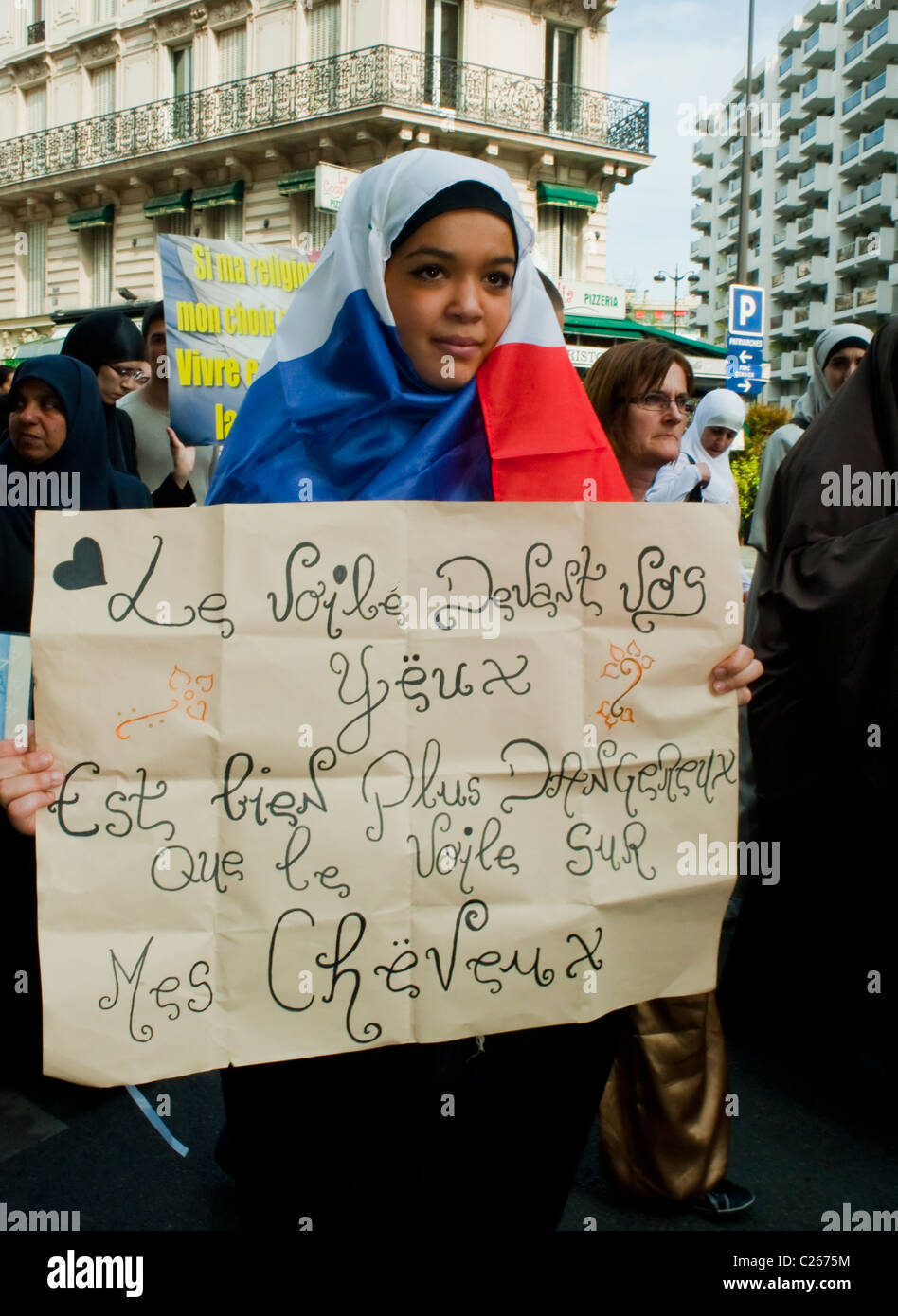 Muslim woman french flag hi-res stock photography and images - Alamy