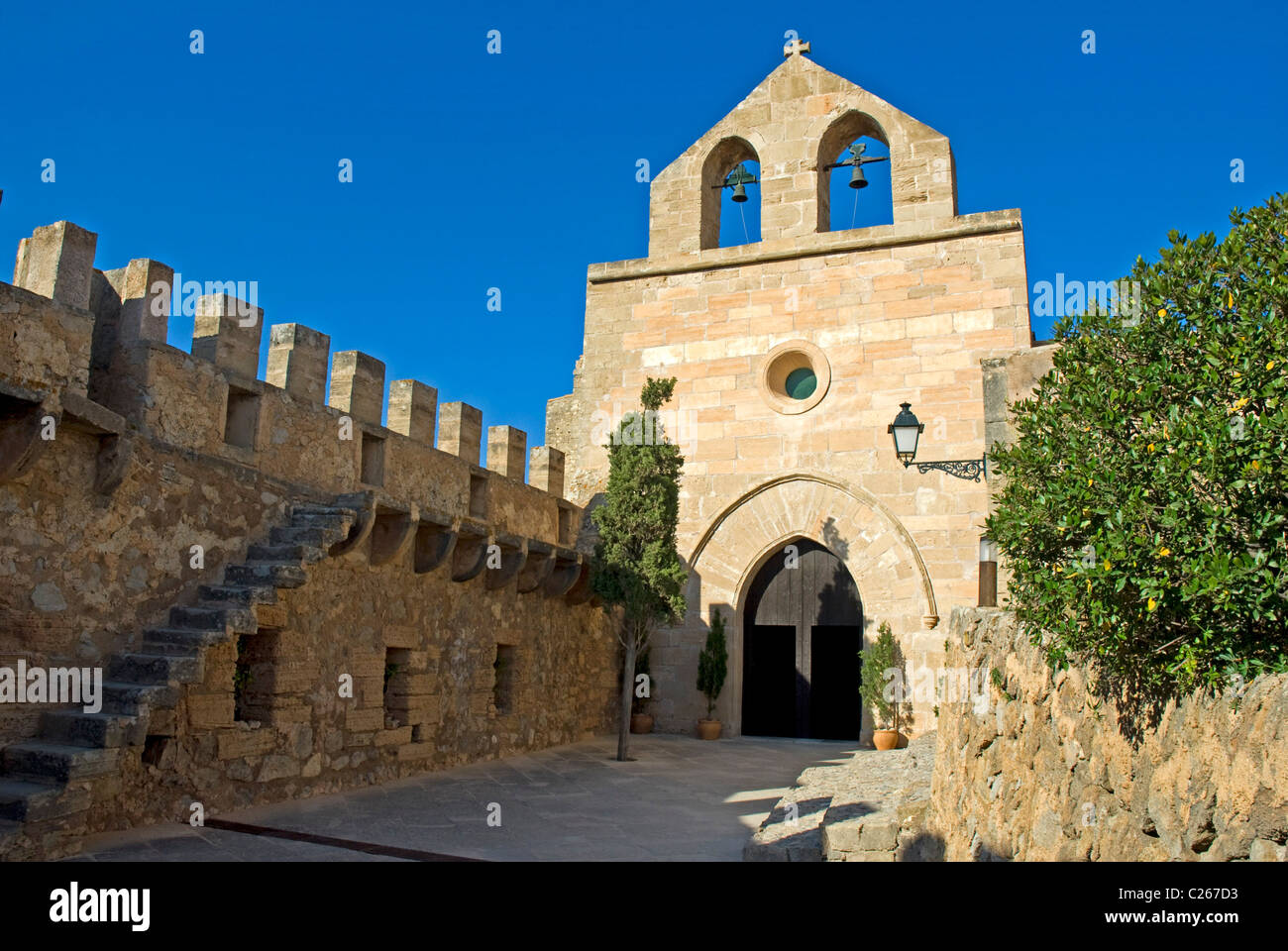 Chapel, fortress Castell de Capdepera, Capdepera, Majorca, Spain Stock ...
