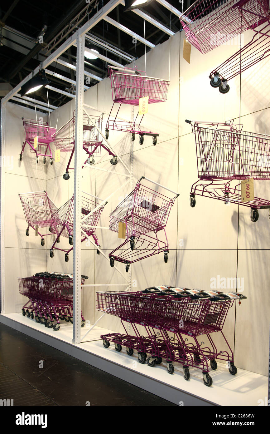 Shopping carts, for supermarkets, shops. Trade show for shop design and ...
