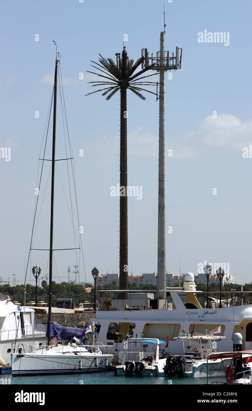 Antenna for mobile communication, in the shape of a palm tree. Abu ...