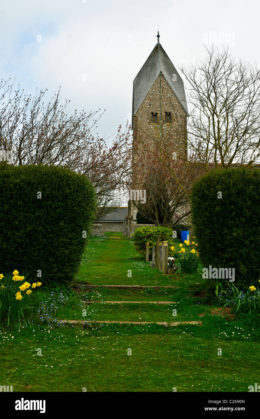 St. Mary's Church, Sompting in the South Downs. It features the only ...