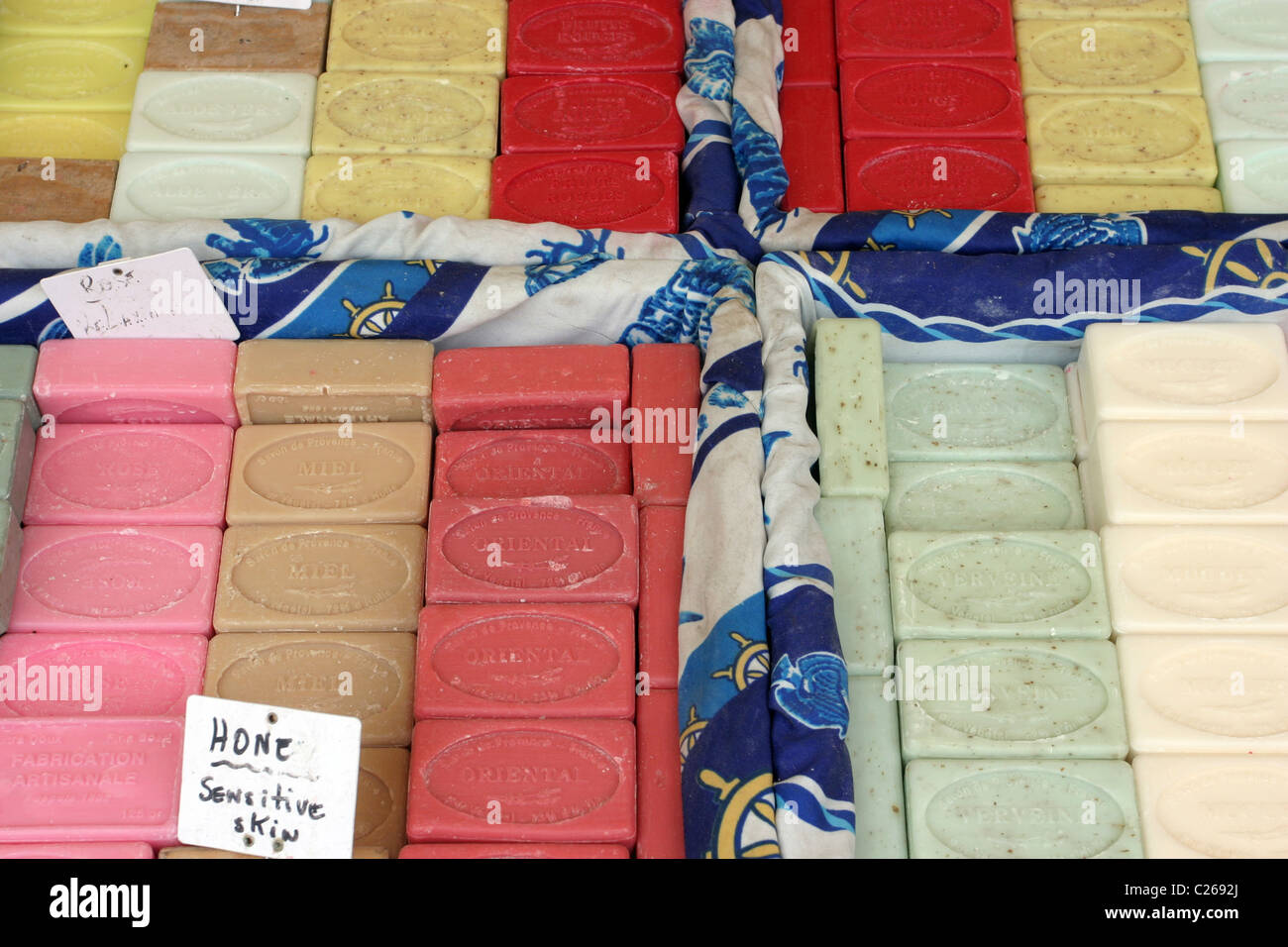 Scented Handmade Soaps on a Market Stall, Provence Stock Photo - Alamy