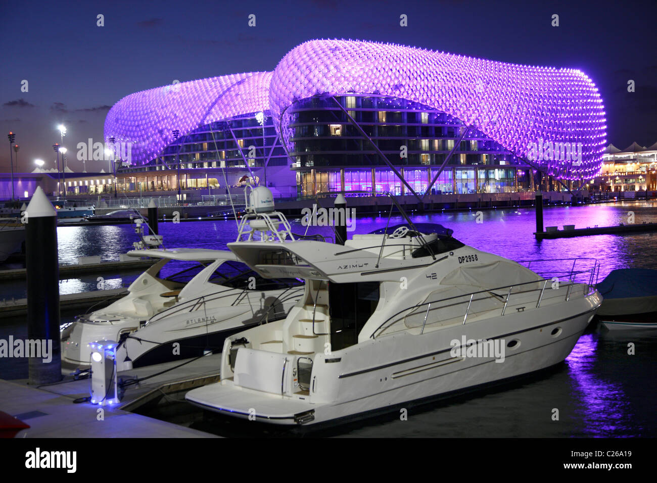 Yas Hotel, at Yas Island, part of the Formula One race track, design ...