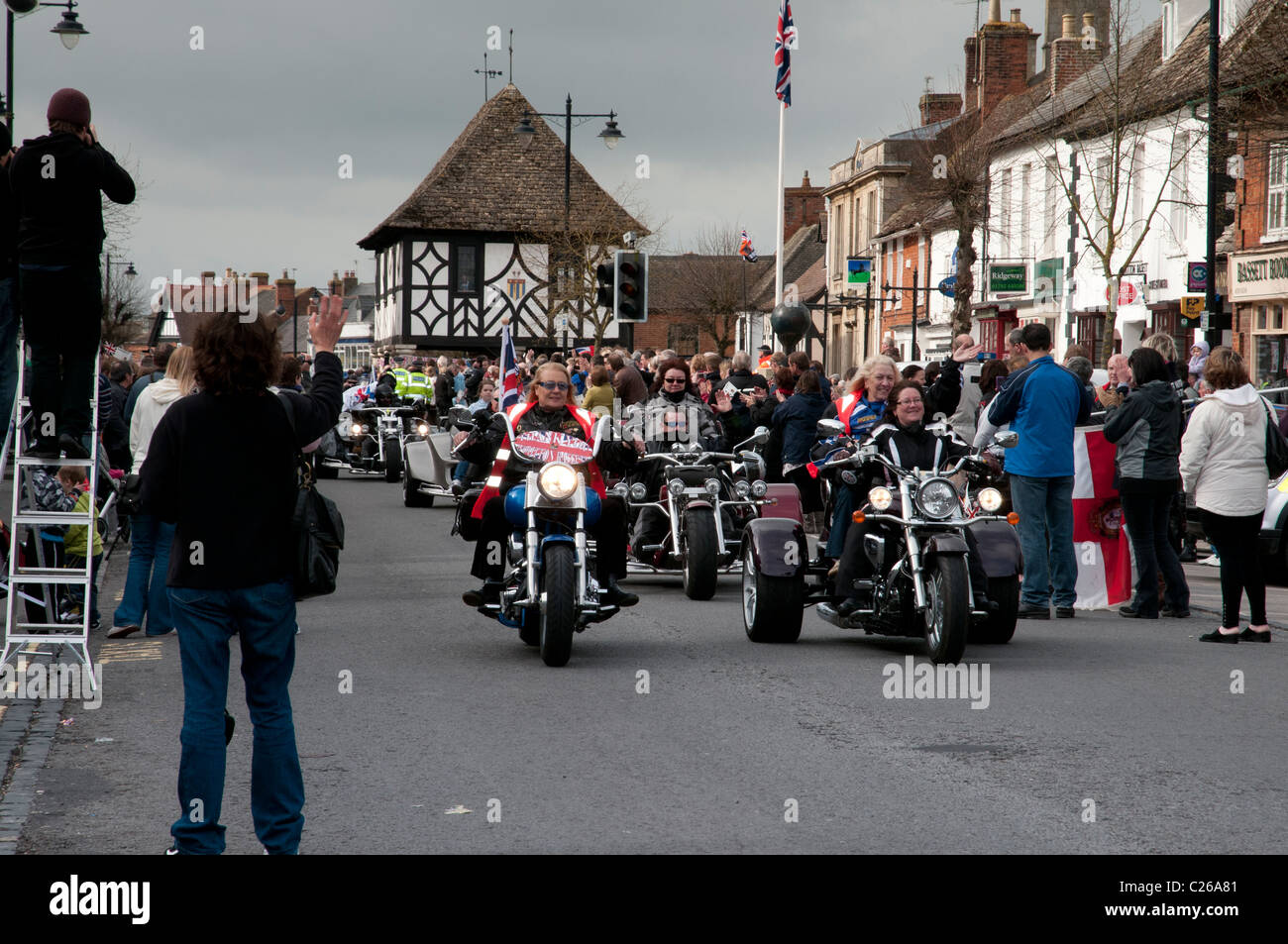 Some lady bikers taking part in the parade known as the Ride of Respect ...