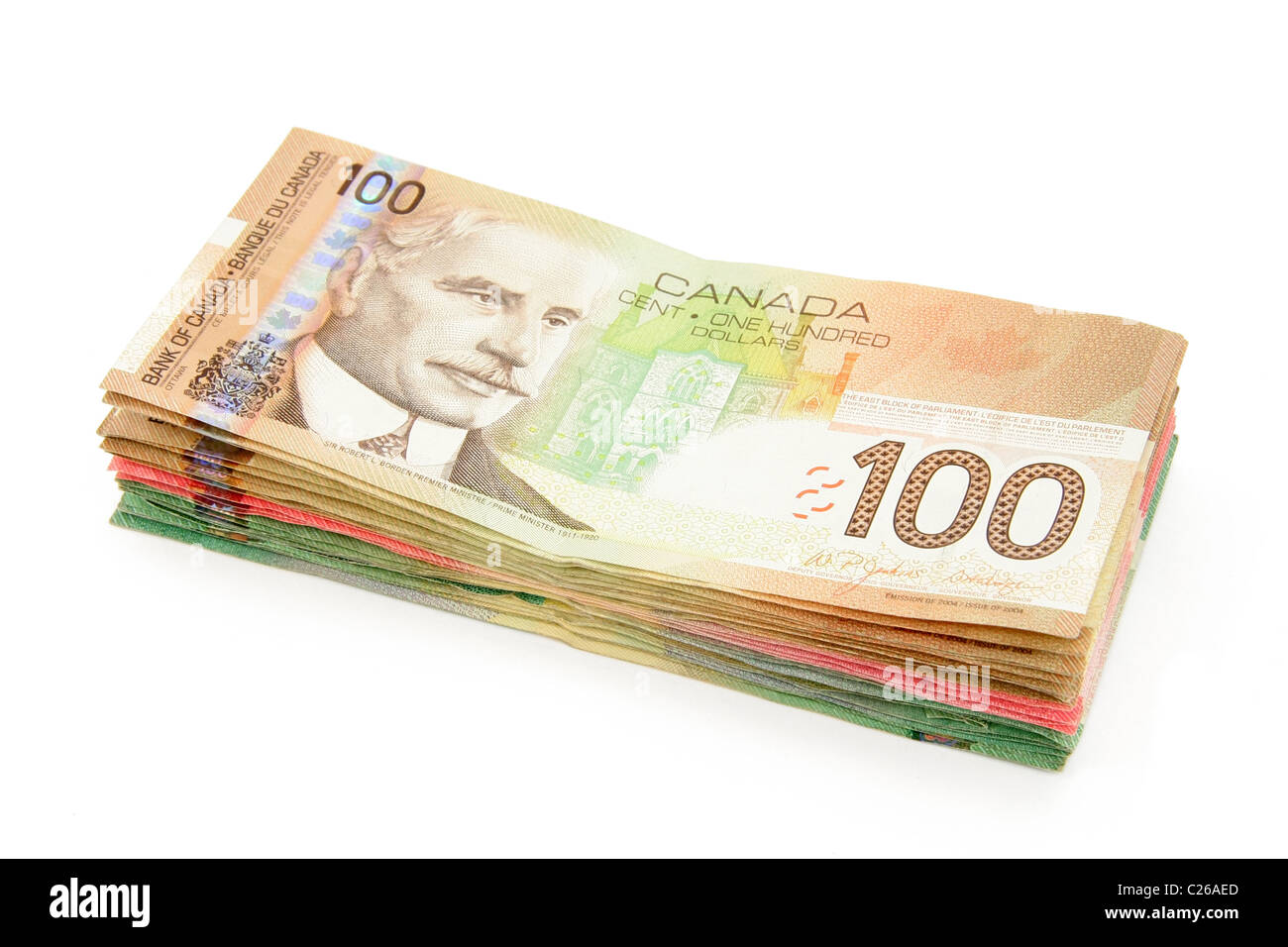 canadian dollars with white background, business concept Stock Photo ...
