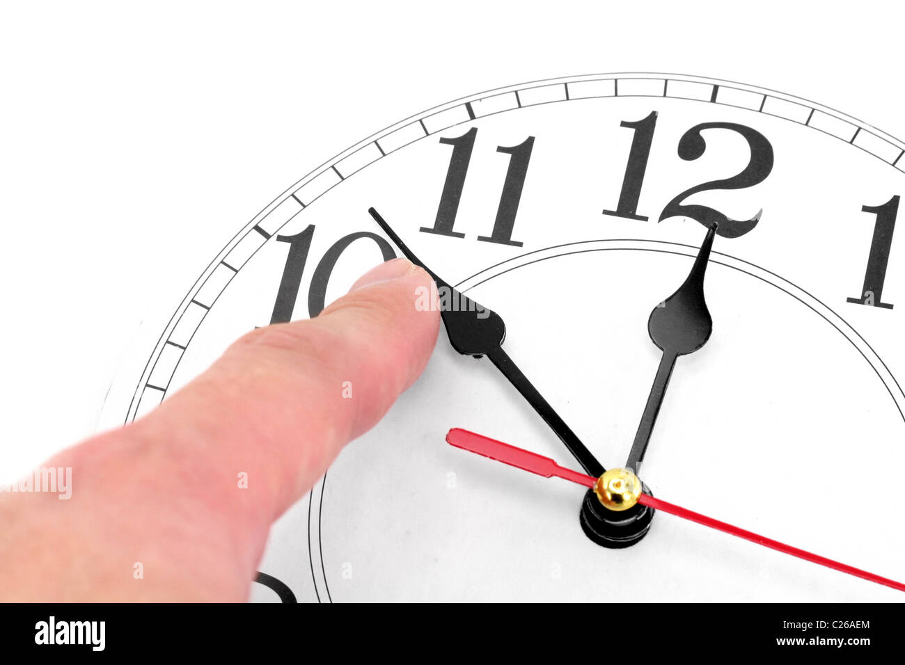 hand and clock with white background, concept of time control Stock ...