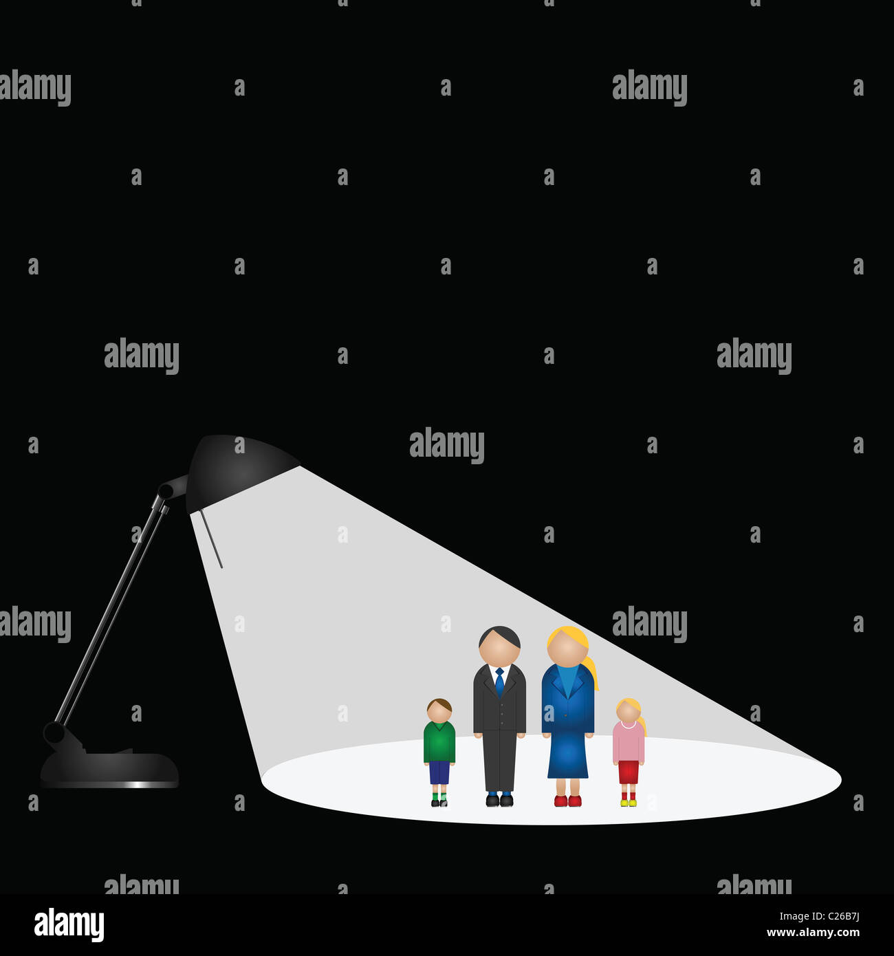 Representation of the family in the spotlight isolated with copy space ...