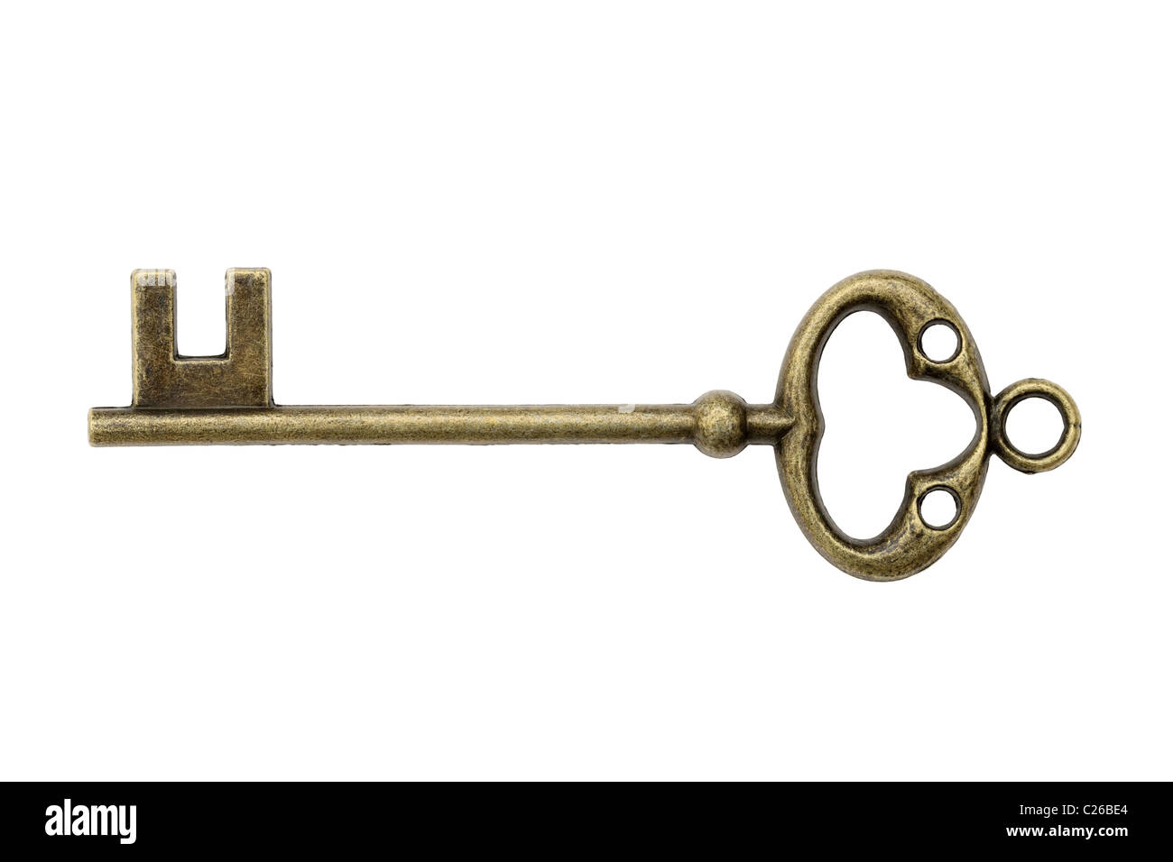 Old key isolated on white background Stock Photo - Alamy