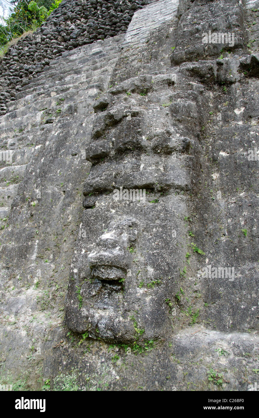 Central America, Belize, Lamanai. Historic Mayan ruins. Mask Temple ...