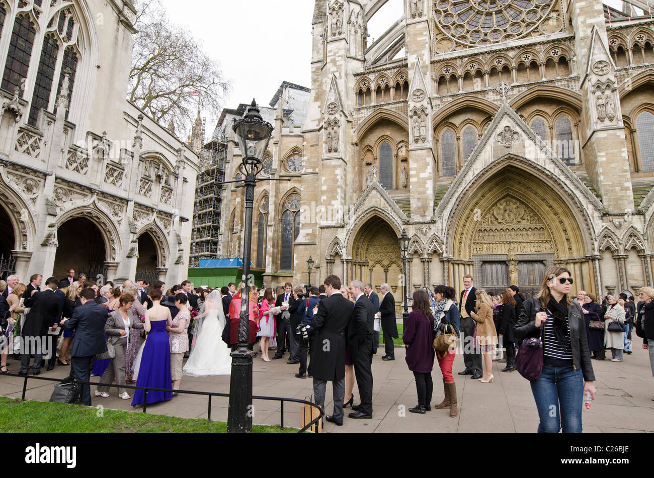 Westminster Abbey North door entrance with wedding at St Margaret's ...