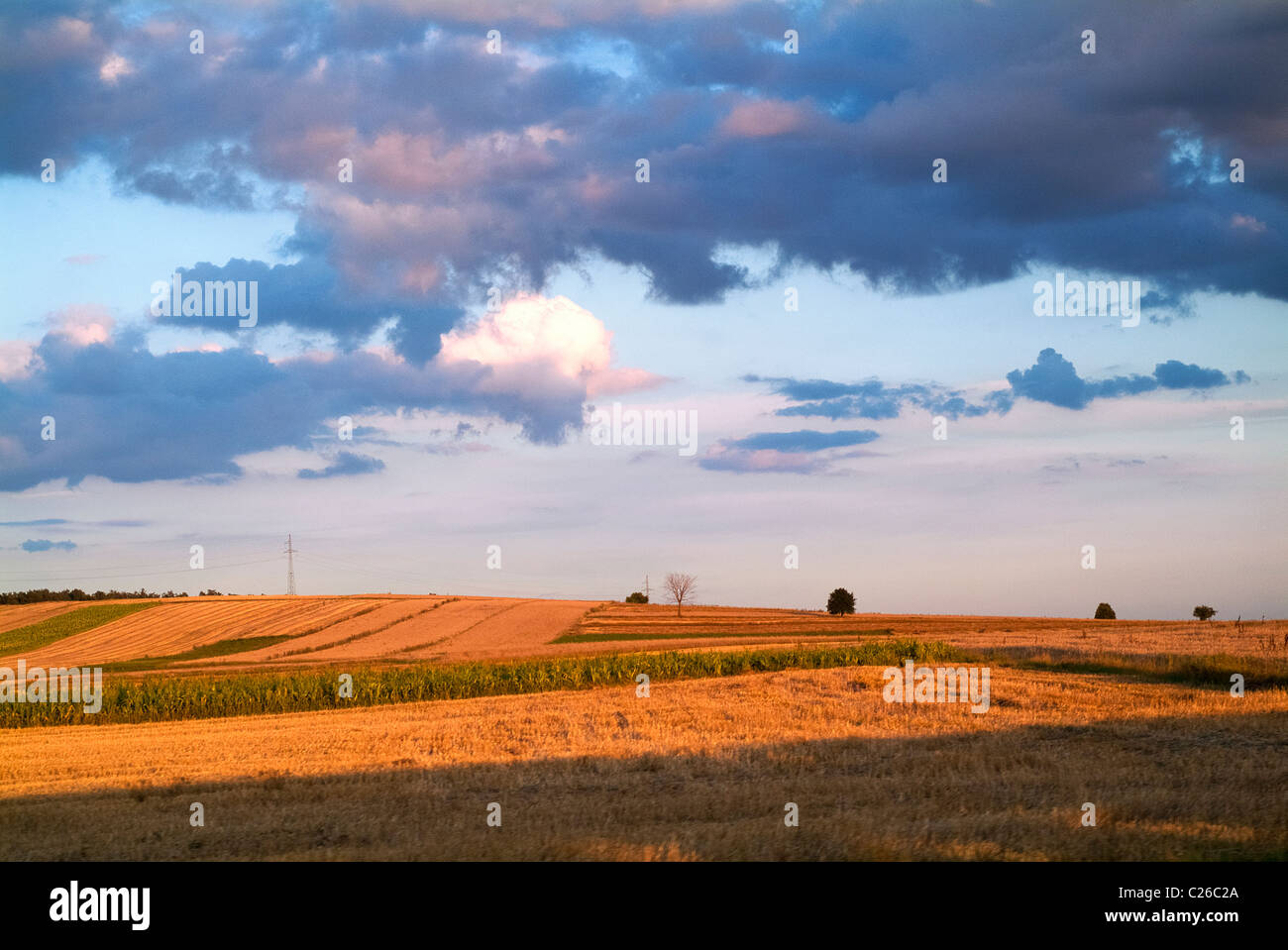 Sunset in the Polish countryside Stock Photo - Alamy