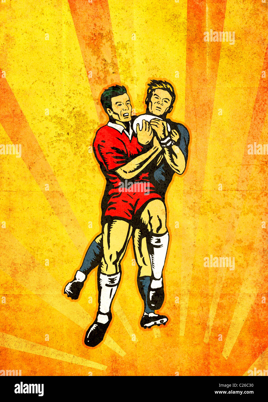 poster illustration of a rugby player jumping catching ball in lineout ...