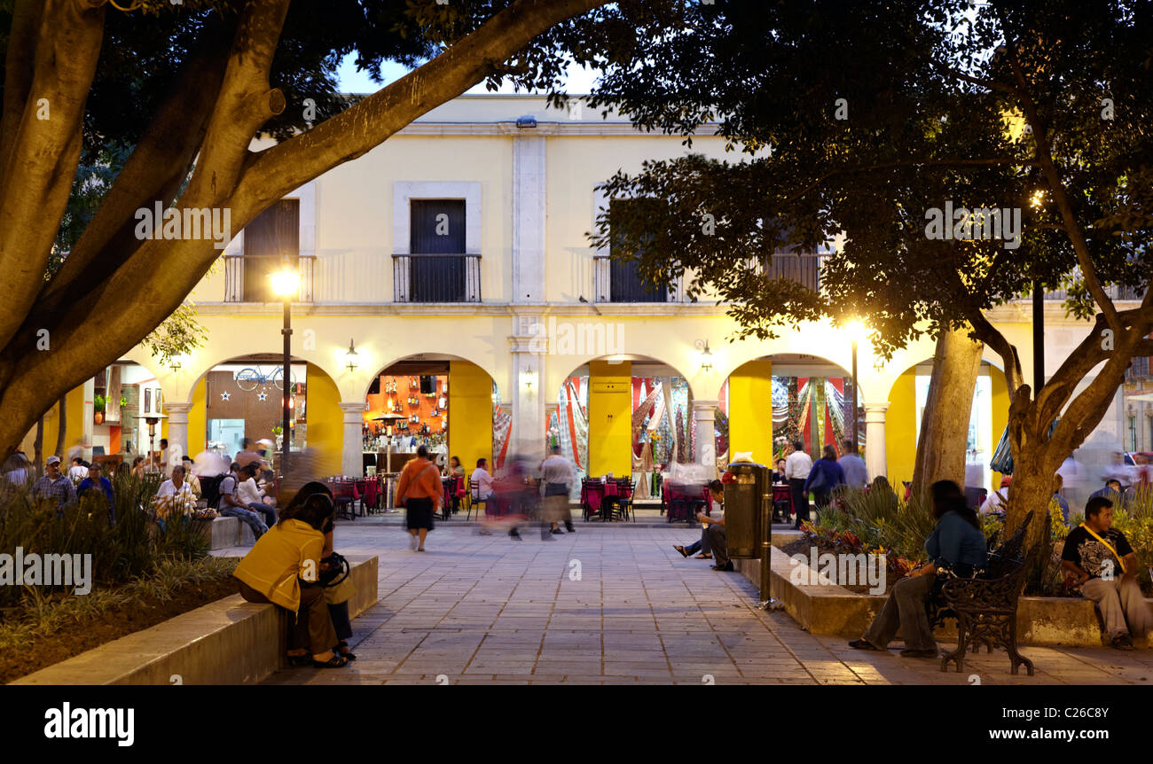 Colonial Style Street At Dusk In Oaxaca City Mexico Stock Photo - Alamy