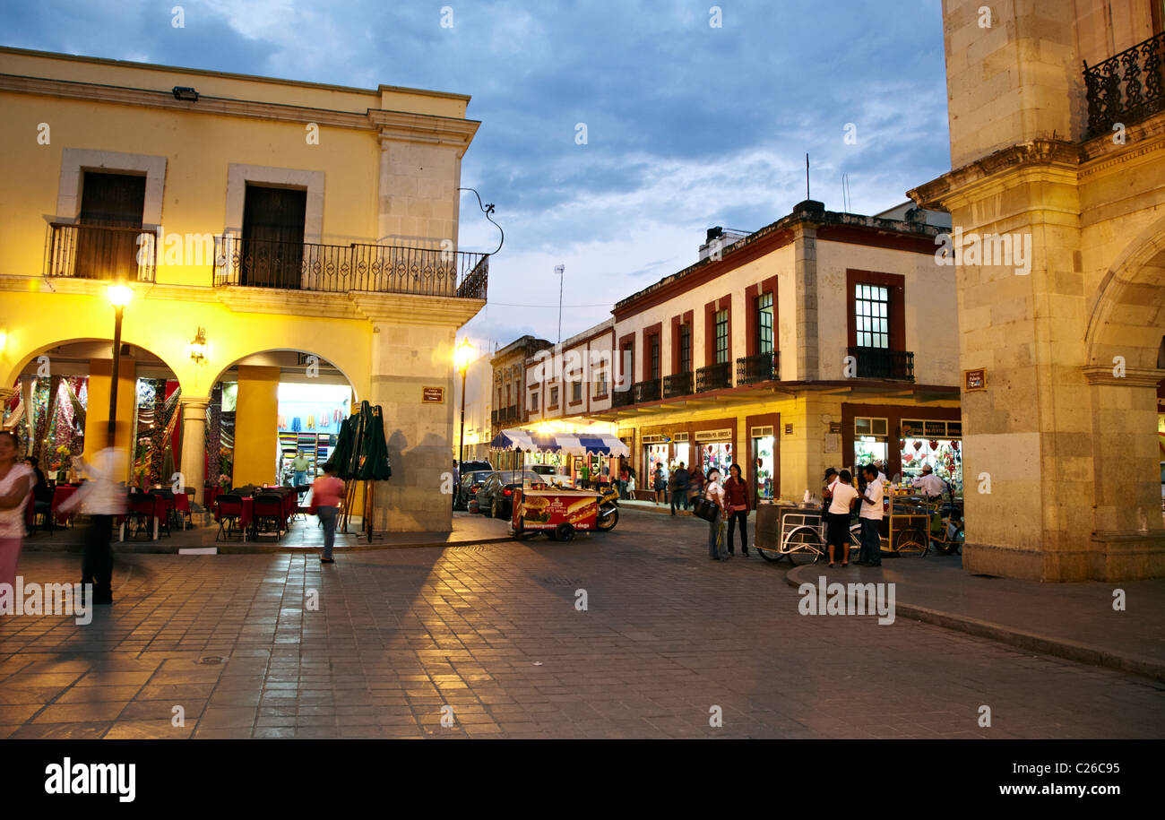 Colonial Style Street At Dusk In Oaxaca City Mexico Stock Photo - Alamy