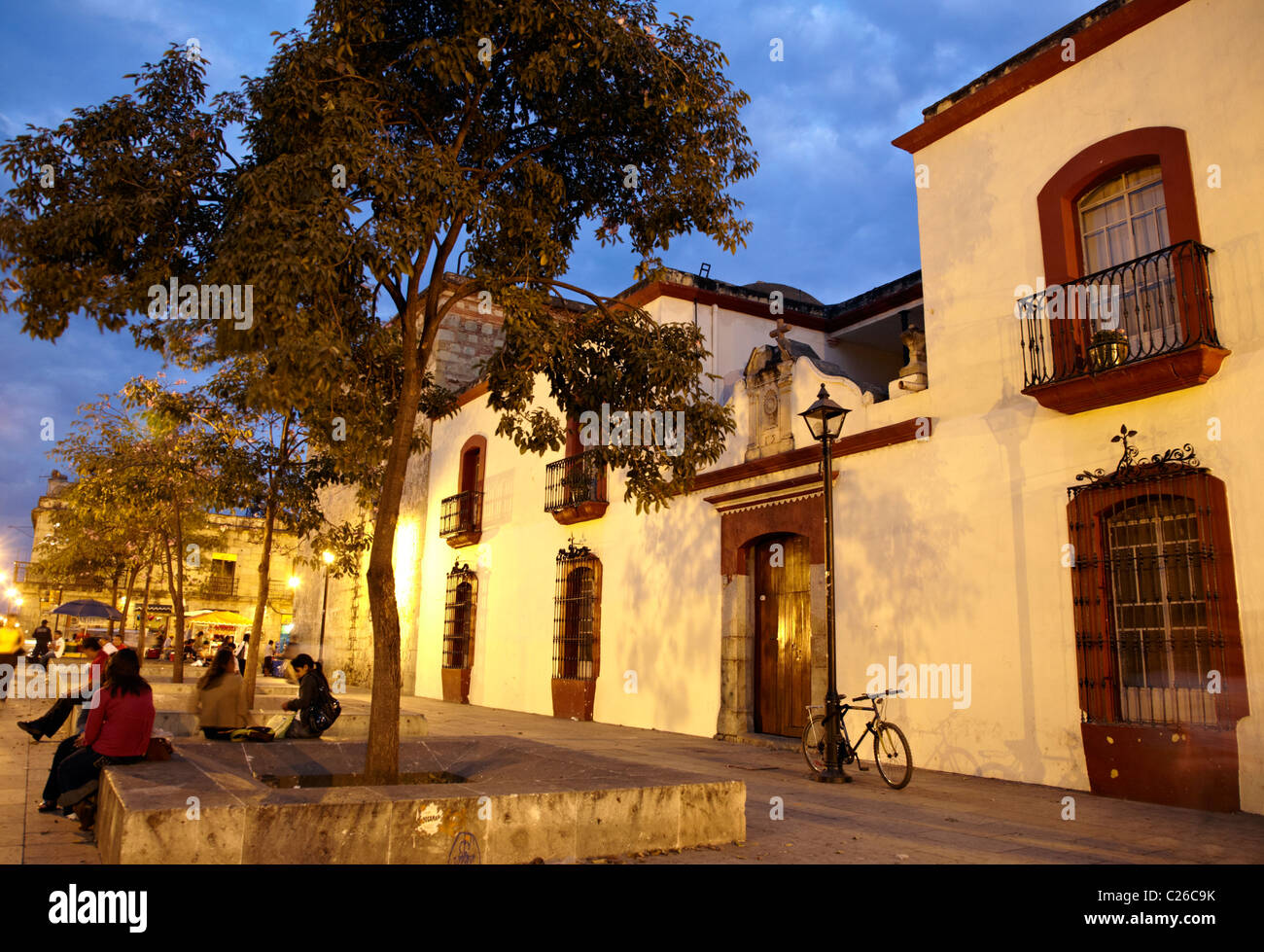Colonial Style Street At Dusk In Oaxaca City Mexico Stock Photo - Alamy