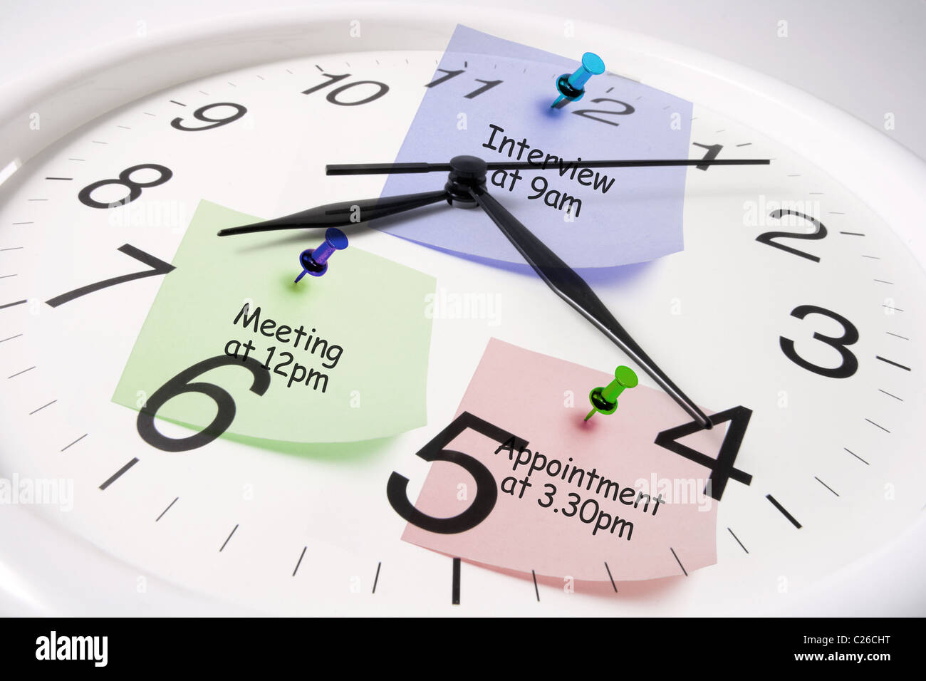 Clock and Post it Notes Stock Photo - Alamy