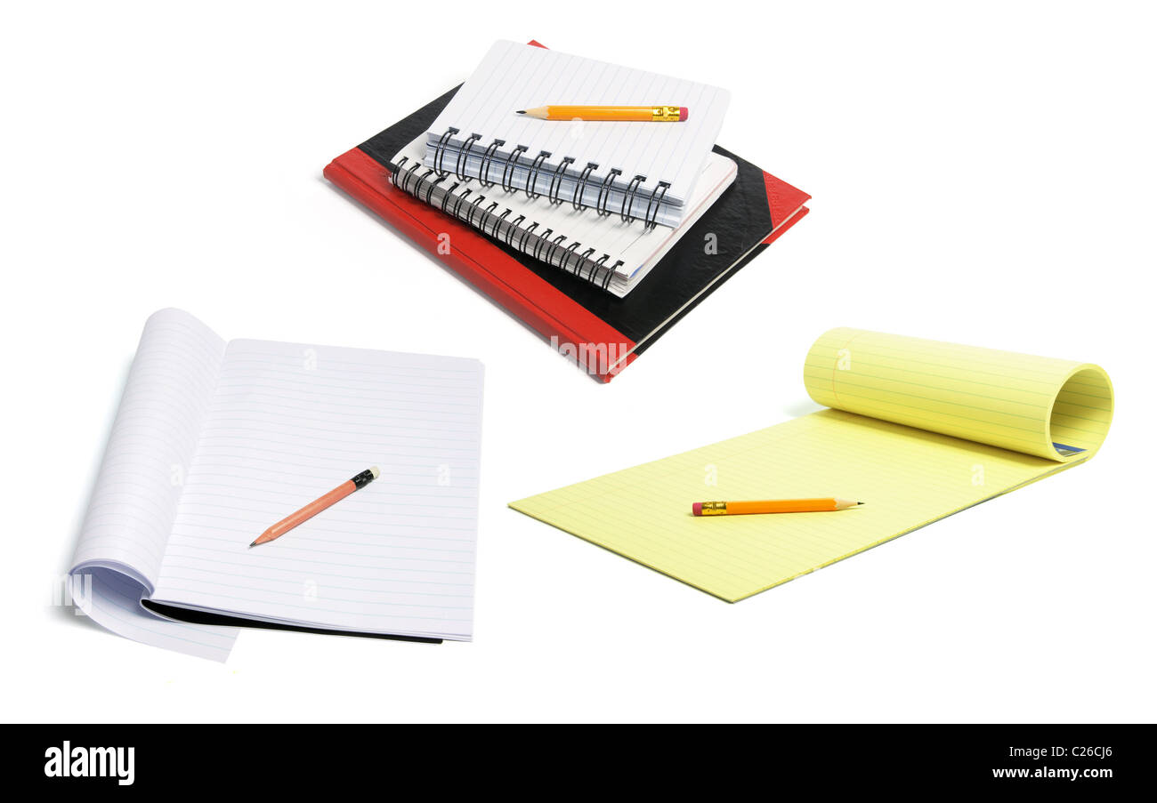 Note Books and Pencils Stock Photo - Alamy