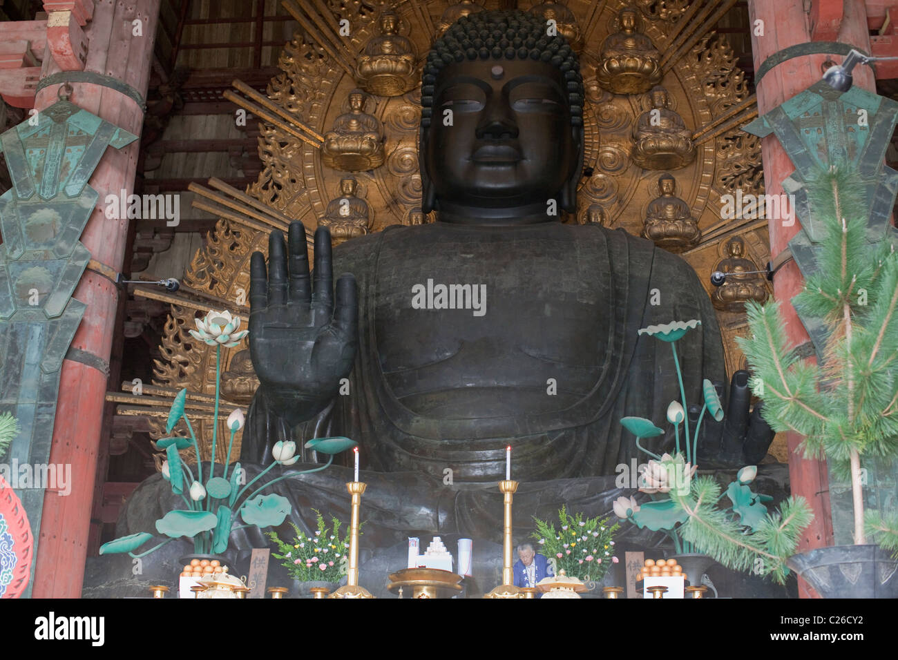 Daibutsu (Great Buddha) in Daibutsu-den (Hall of the Great Buddha) with ...