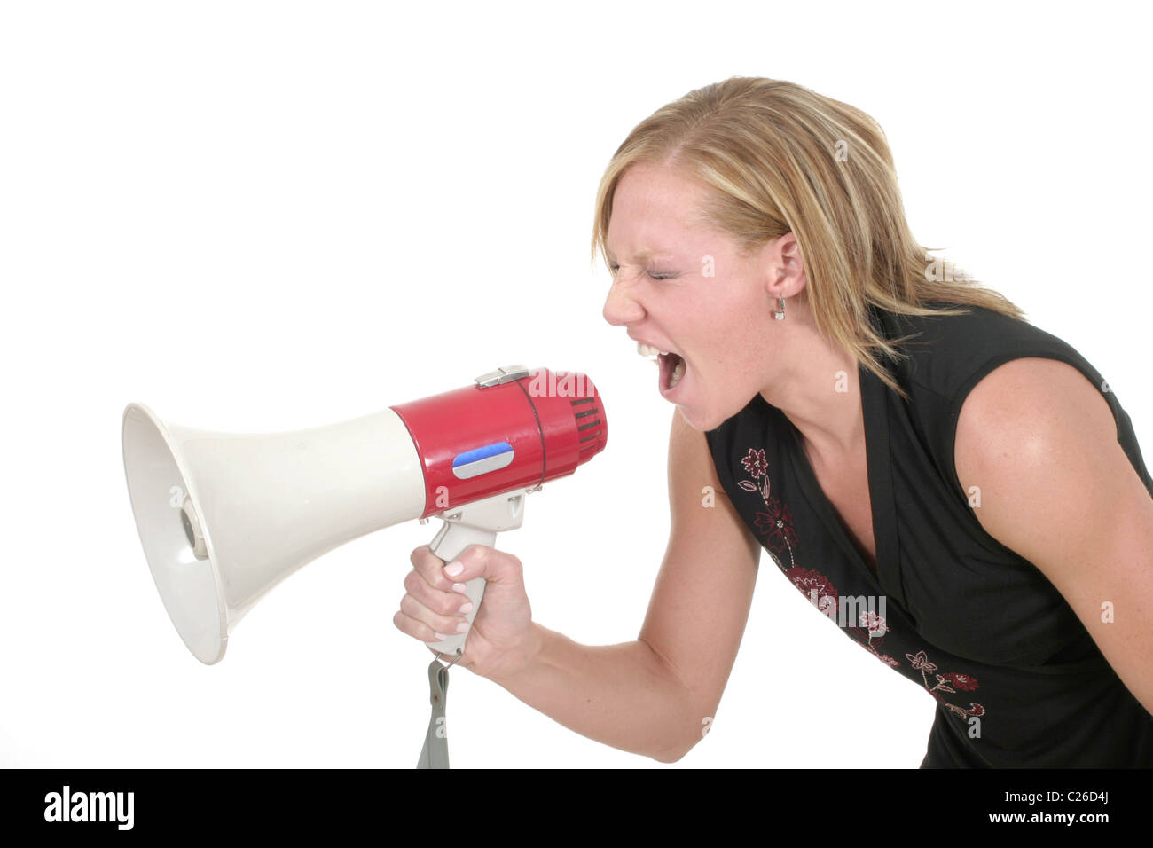 Attractive young executive business woman making her point really clear ...