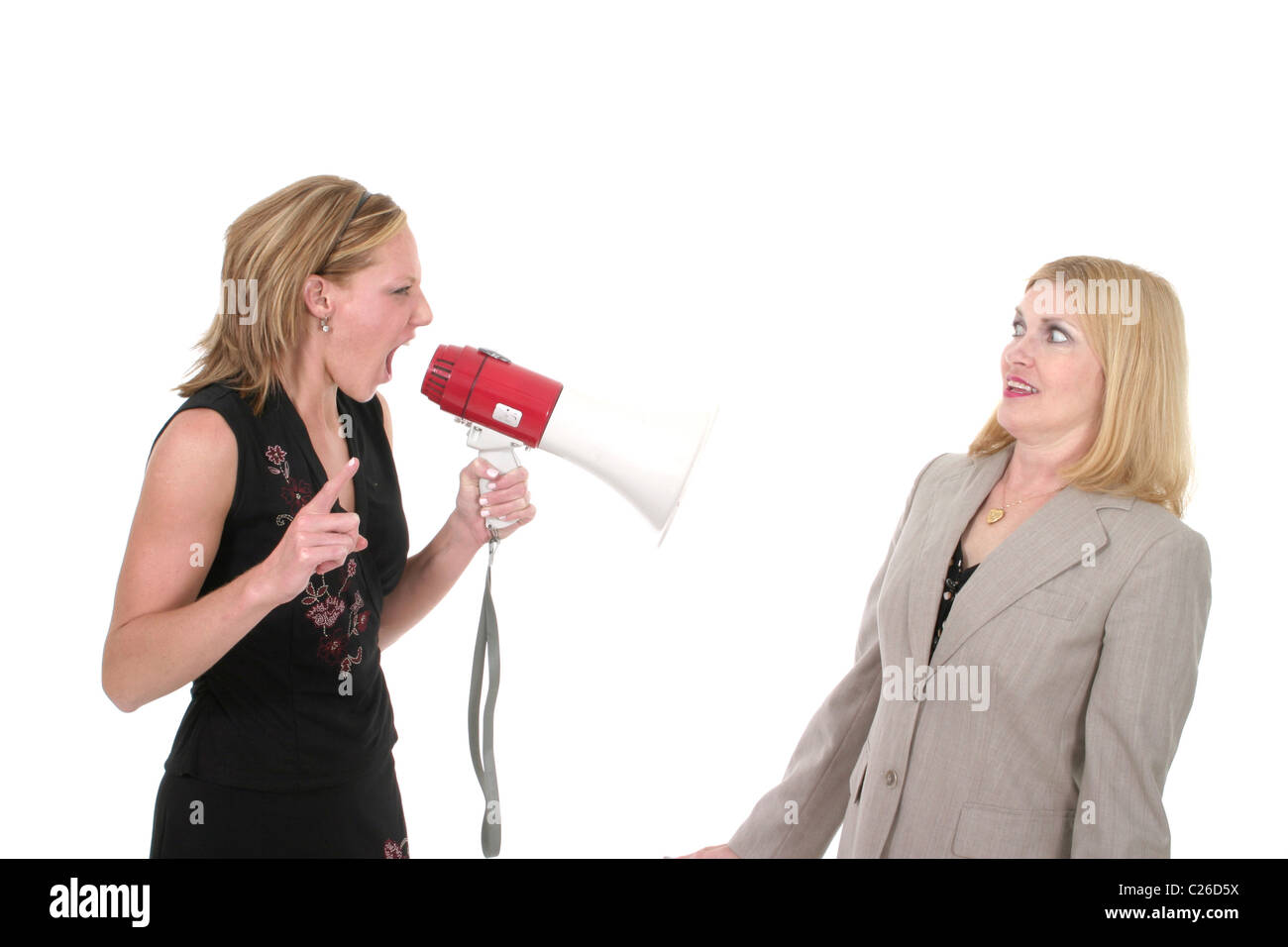 Two women shouting office hi-res stock photography and images - Alamy