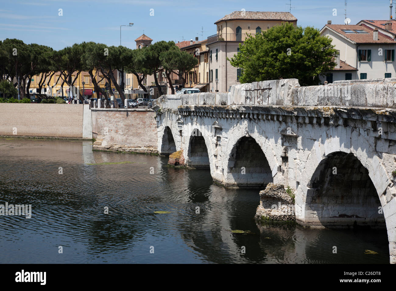 The Ponte di Tiberio in Rimini Italy Stock Photo - Alamy