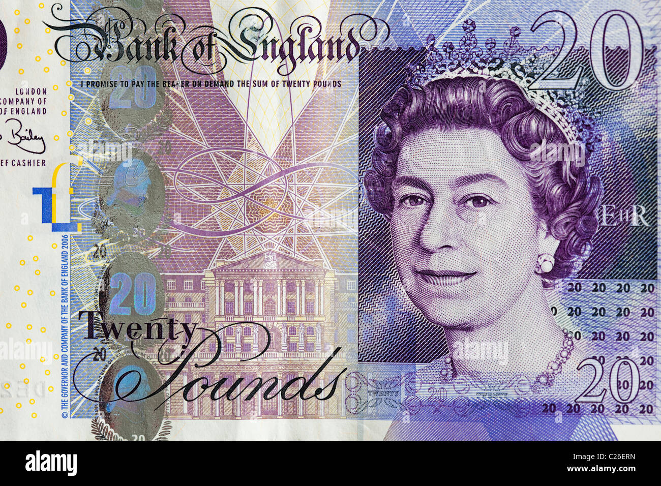 Twenty Pound note currency section UK Europe Stock Photo - Alamy