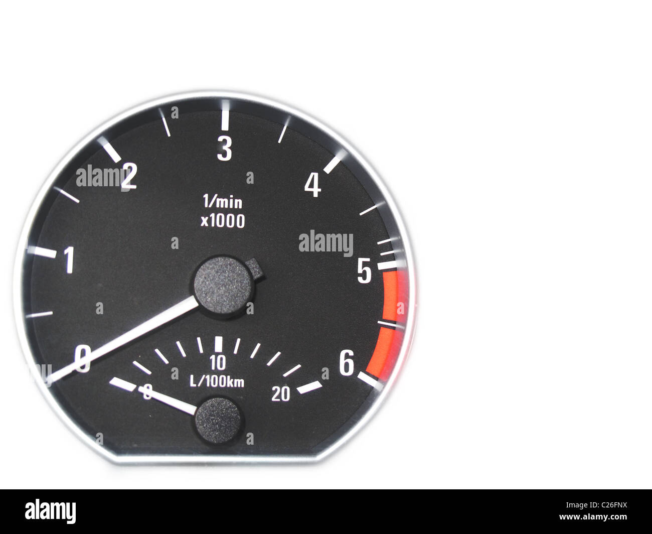 A tachometer in a white background Stock Photo - Alamy