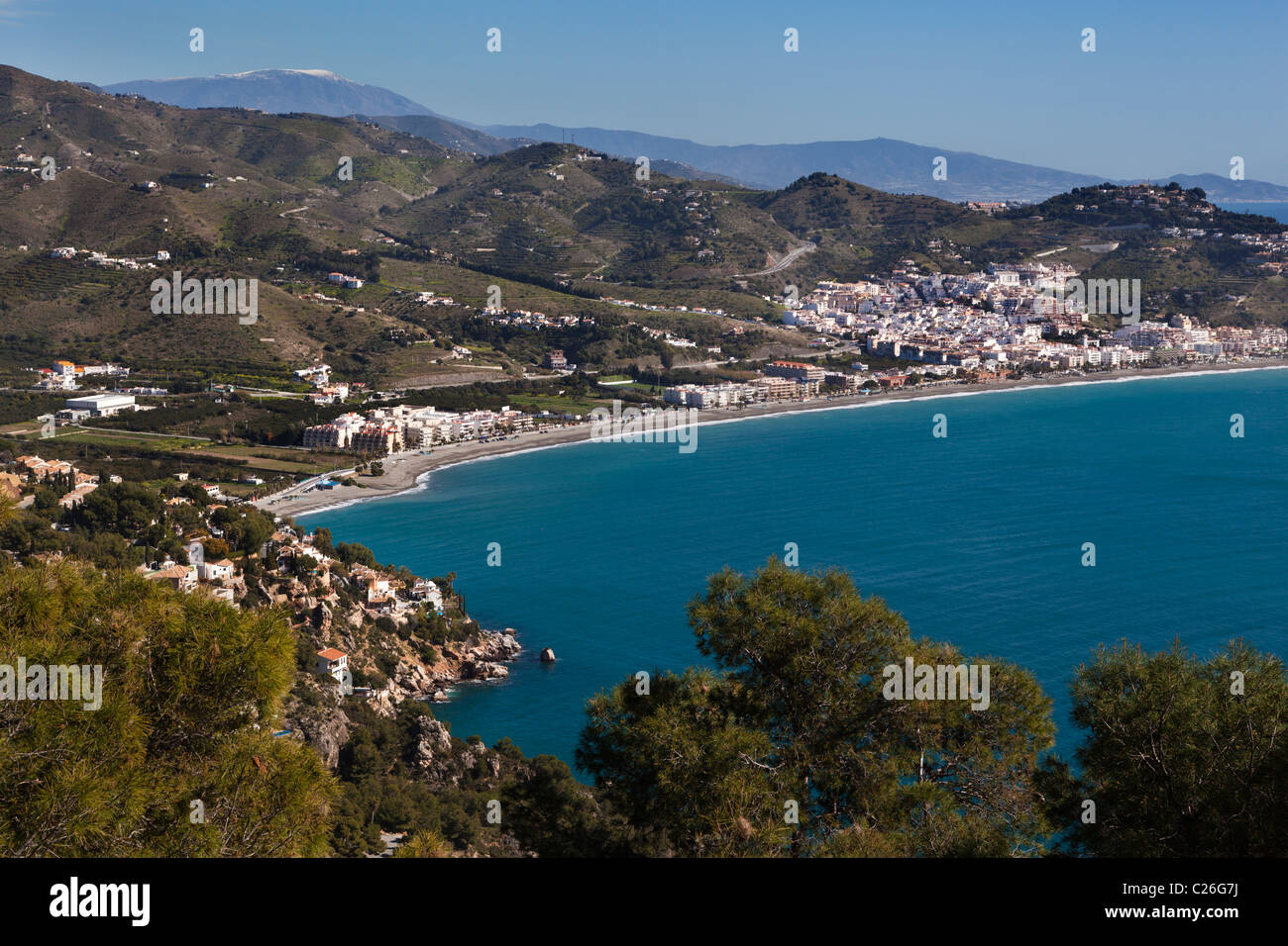Ariel view of La Herradura bay Almunecar Granada province, Costa del ...