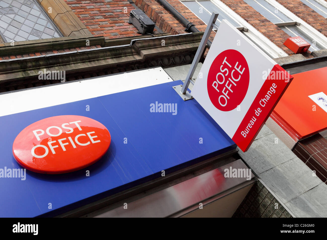 Post Office logos upon WH Smith store in Shrewsbury Stock Photo - Alamy