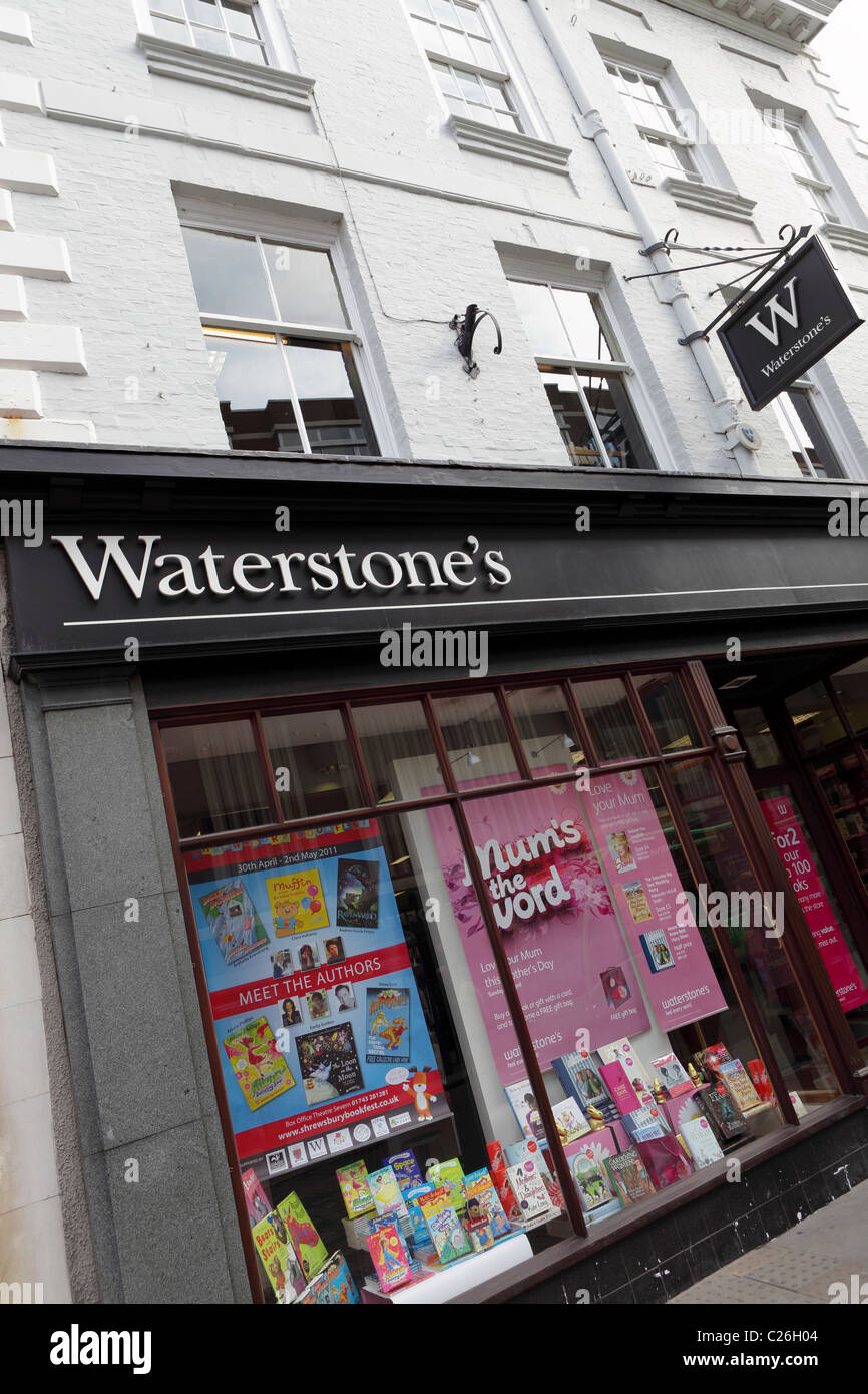 Angled view of Waterstones the high street book sellers Stock Photo - Alamy