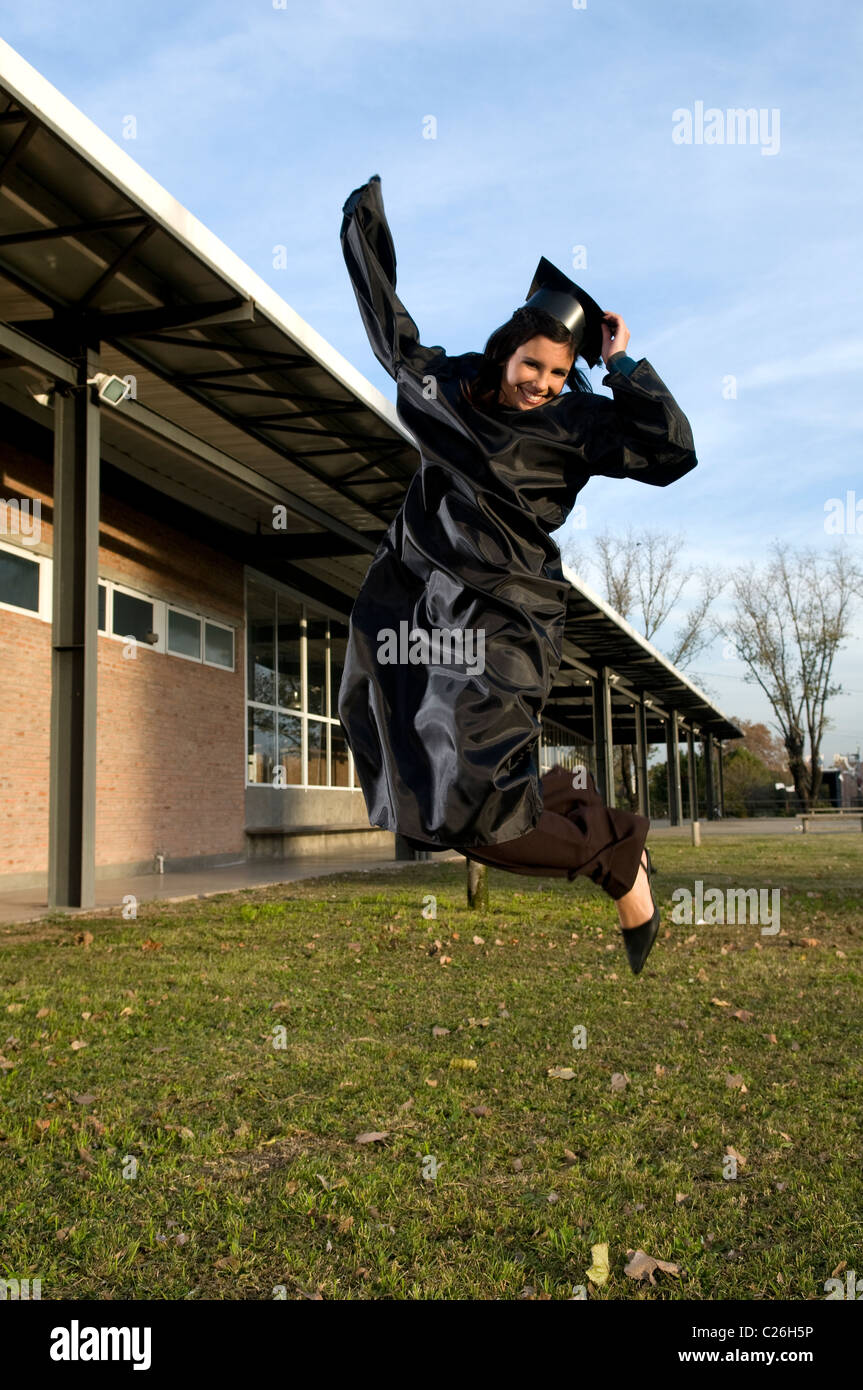 Student, jumping, in, the, air, celebrating, diploma, graduation, at ...
