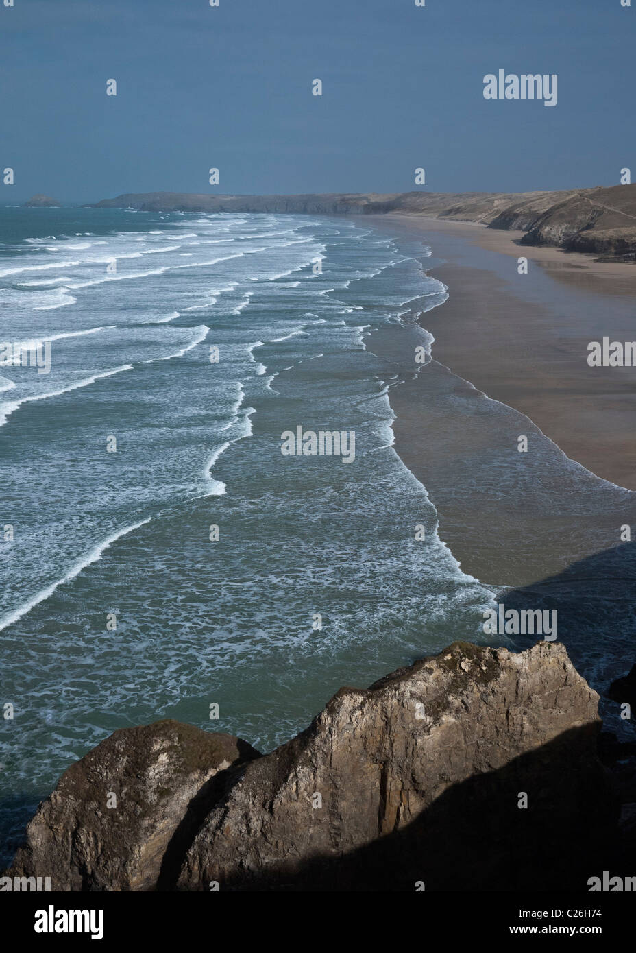 Perranporth Beach and Surf, Cornwall, UK Stock Photo - Alamy