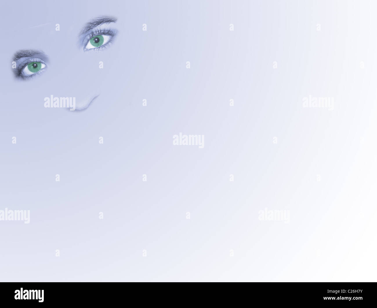 Eyes in degraded blue in upper left corner Stock Photo - Alamy