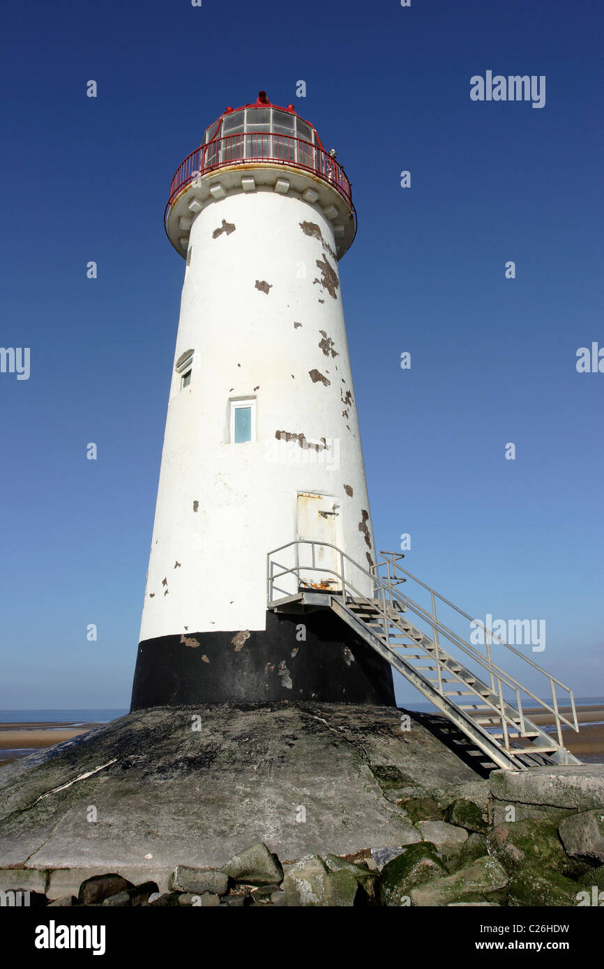Talacre Beach lighthouse at low tide Stock Photo - Alamy